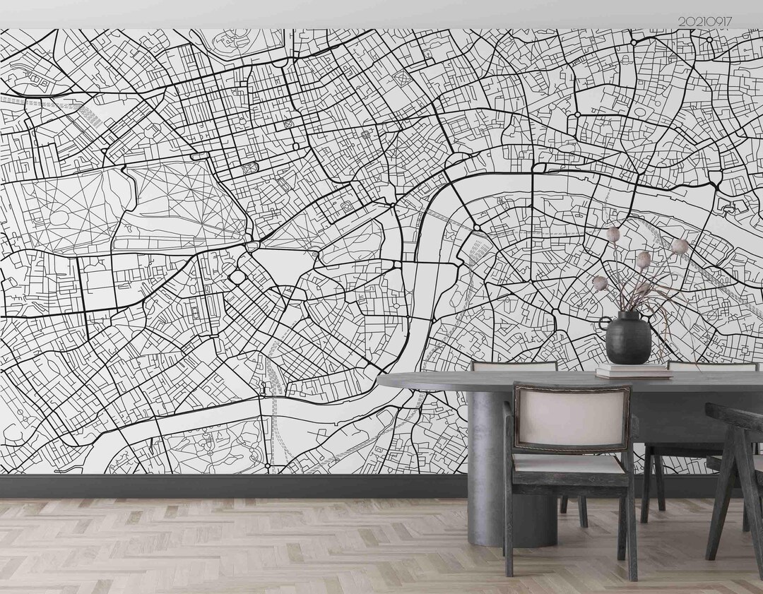 Architectural City Map Wallpaper Mural – Peel and Stick, Custom Size - Etsy