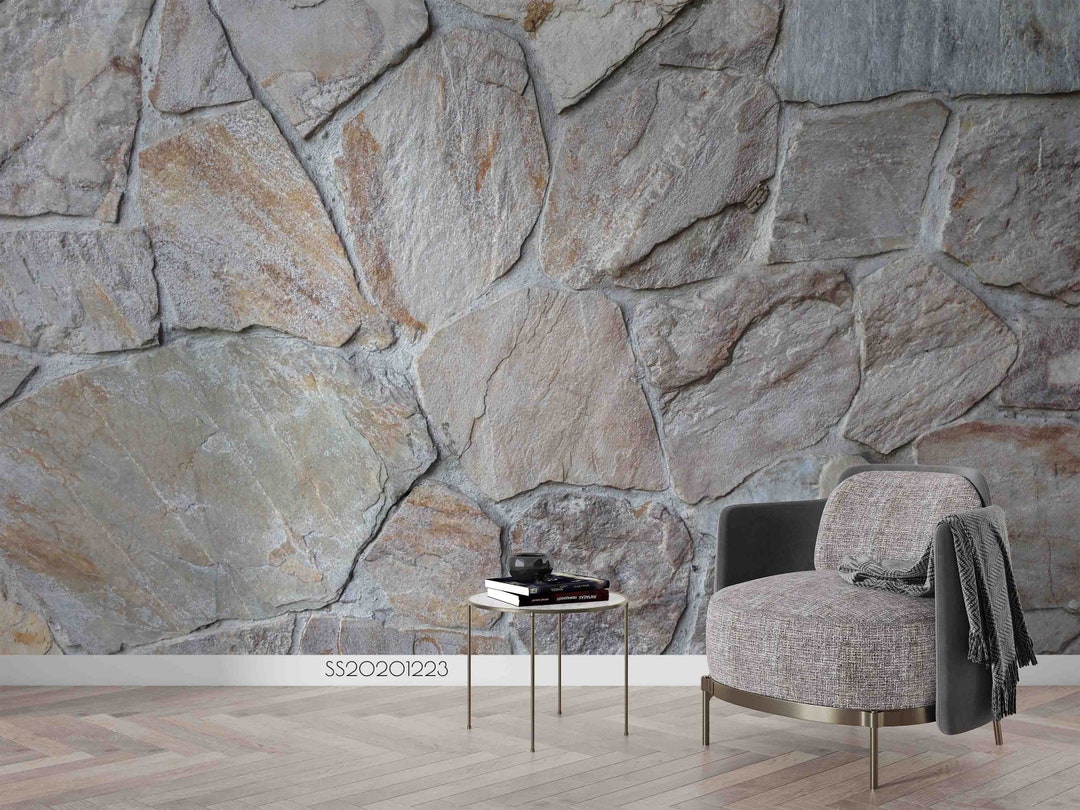 3D Stone Texture Wallpaper, Grey Wall Mural, Natural Wall Decor ...