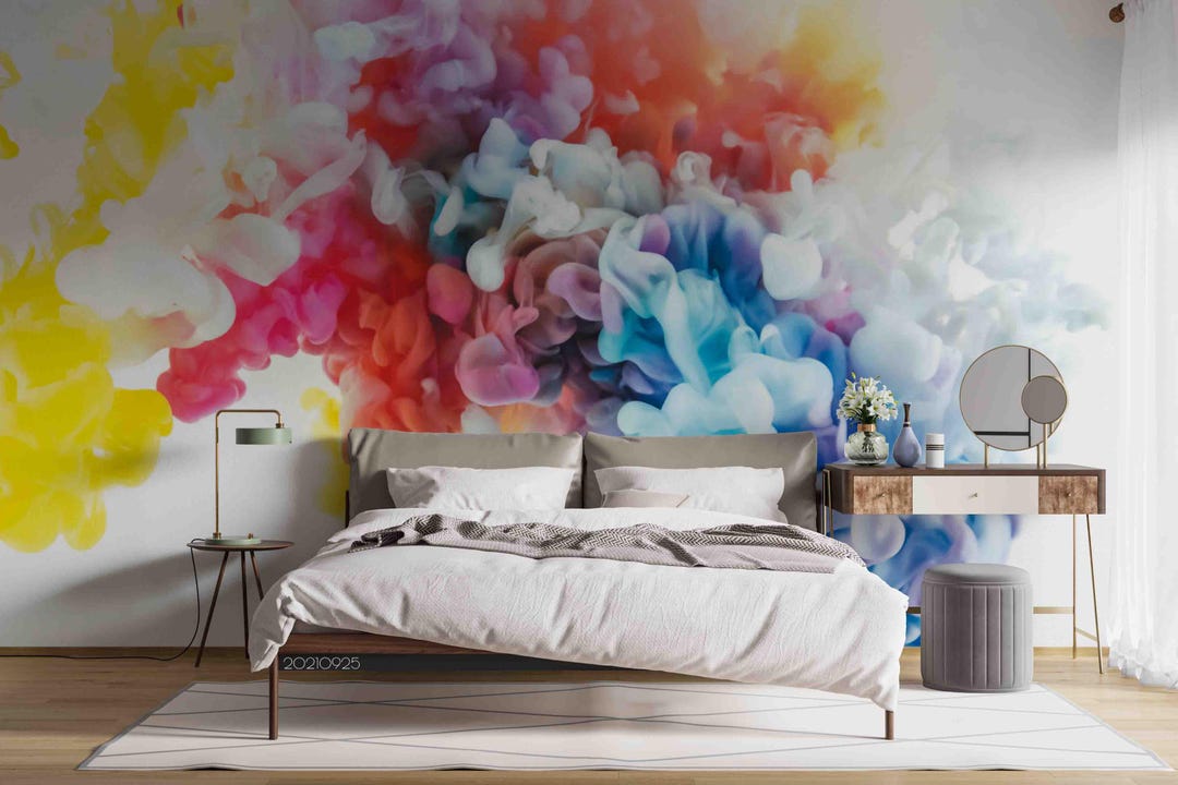 Colorful Smoke Wall Mural – Abstract 3D Wallpaper, Peel and Stick - Etsy