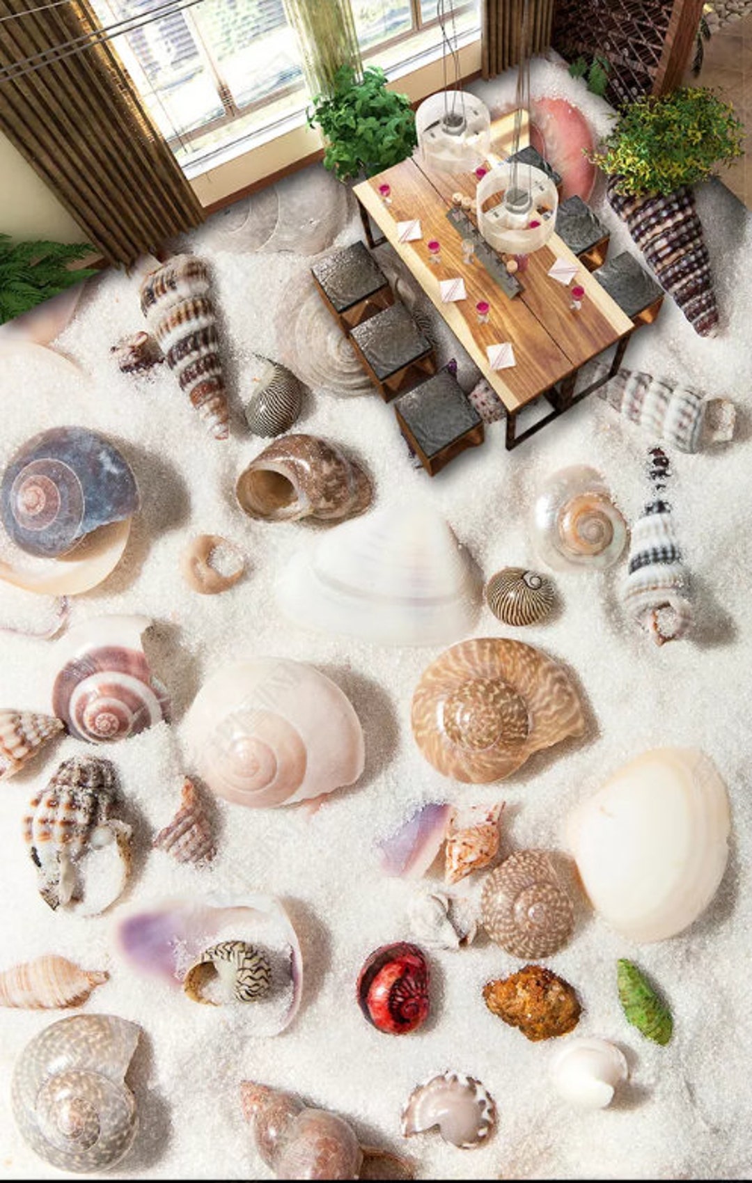 3D Beach Conch Shell, Vinyl Floor Mural, Self-adhesive Vinyl, Floor Art ...