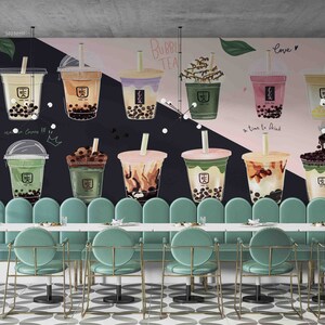 3D Bubble Tea Shop Wall Art, Peel and Stick Wallpaper - Etsy