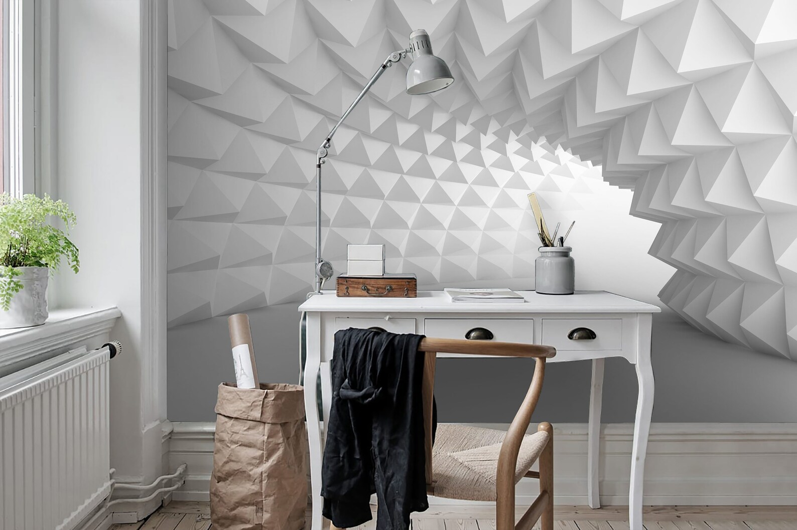 3D White Space Wallpaper Geometry Architecture Wall Mural - Etsy