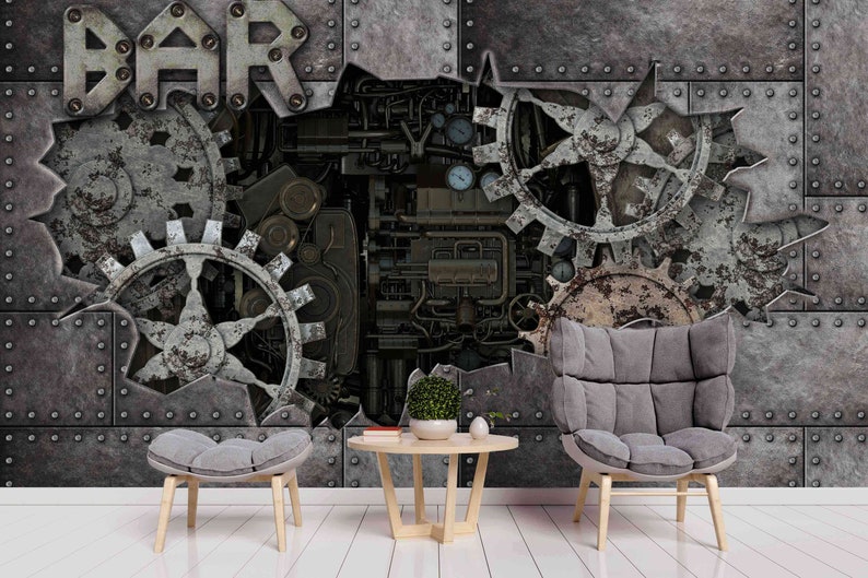 3D Gear Wallpaper Metal Wall Mural Mechanical Wall Decor - Etsy Australia