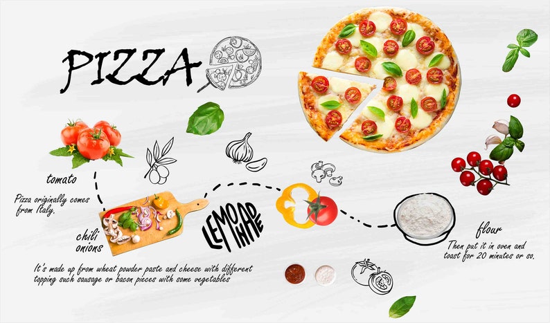 Pizza Restaurant 3D Wallpaper Mural, Peel and Stick - Etsy