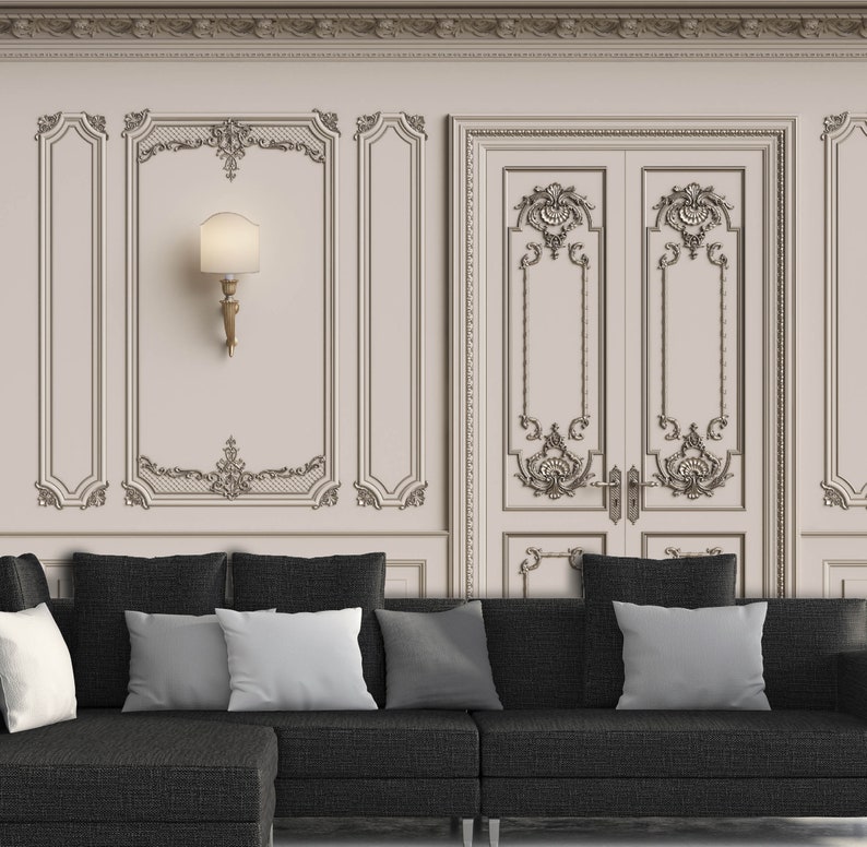 3D Embossed Cornice Wall Mural, Classic Peel and Stick Wallpaper - Etsy
