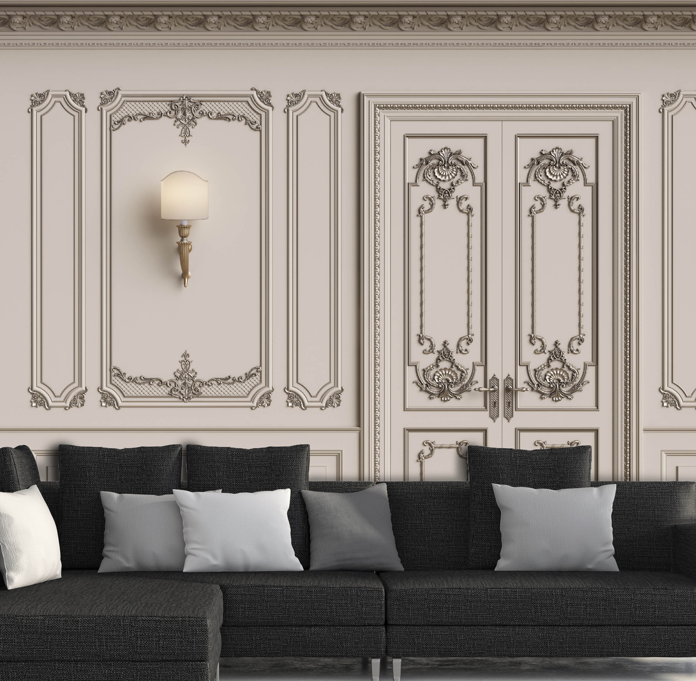 3D Embossed Cornice Wall Mural, Classic Peel and Stick Wallpaper - Etsy