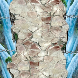 3D Waterfall Stone Island, Vinyl Floor Mural, Self-adhesive Vinyl ...