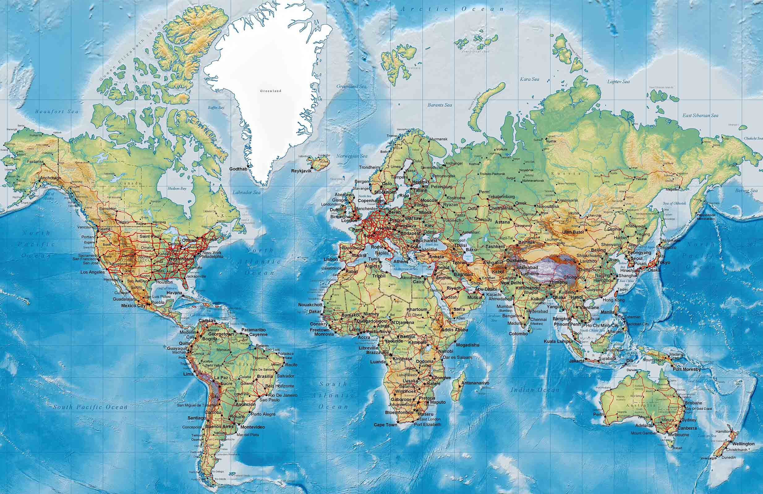 3D World Map Wallpaper Detailed Map Wall Mural Land Plate - Etsy Australia