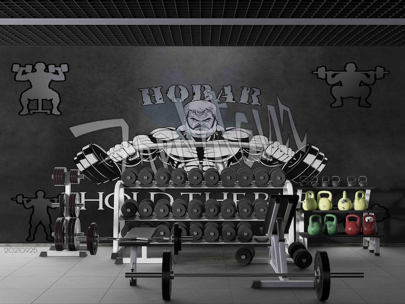 Gym Wall Mural – Muscular Man Barbell, Sports Wallpaper - Etsy