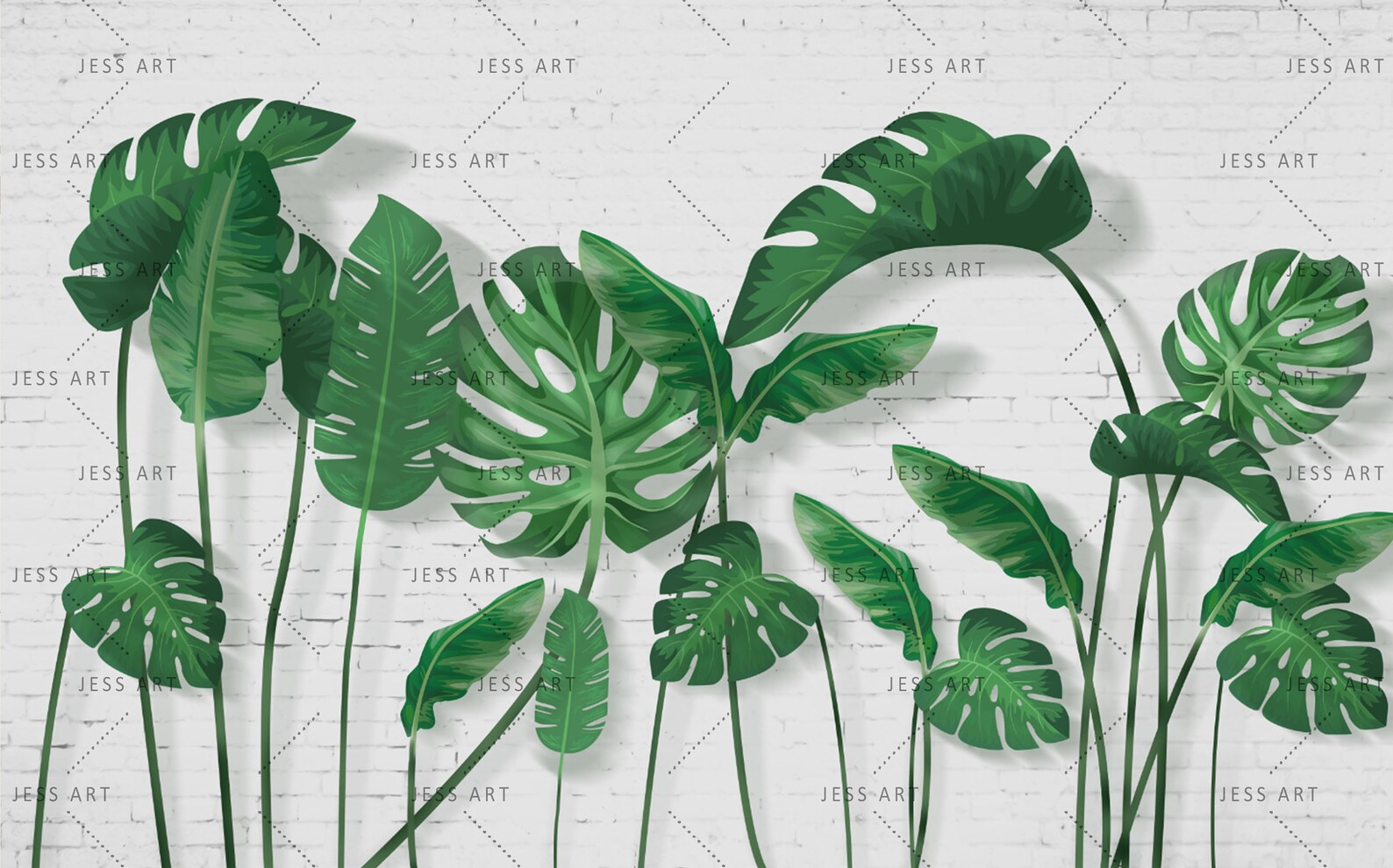 3D Leaf Wallpaper Green Wall Mural Tropical Plant Wall - Etsy
