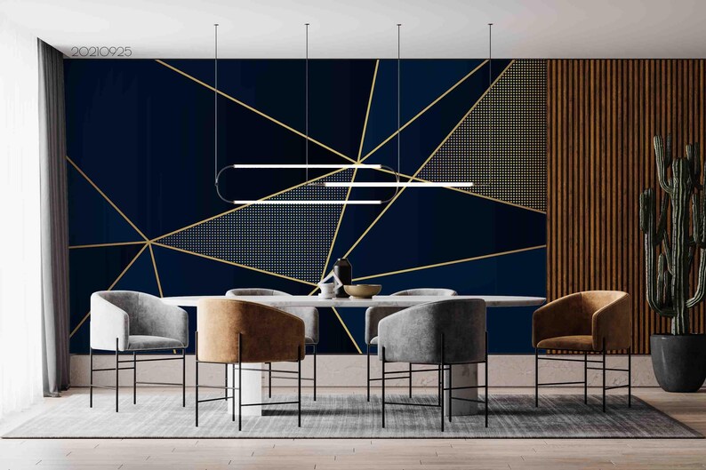 3D Gold Line Geometry Wall Mural – Peel and Stick Wallpaper - Etsy UK