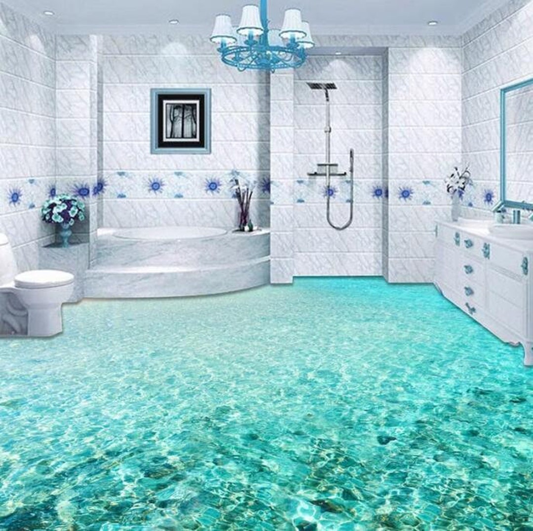 3D Green Sea Nature, Vinyl Floor Mural, Self-adhesive Vinyl, Floor Art ...
