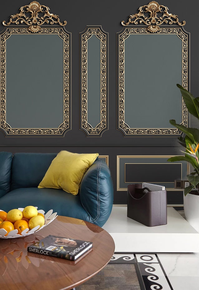 3D Embossed Cornice Wallpaper Mural, Black Wall Art, Peel and Stick - Etsy