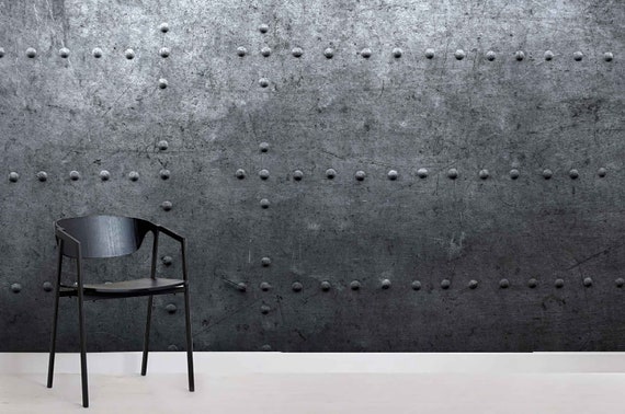 3D Riveted Metal Texture Wallpaper Industrial Background Wall - Etsy ...