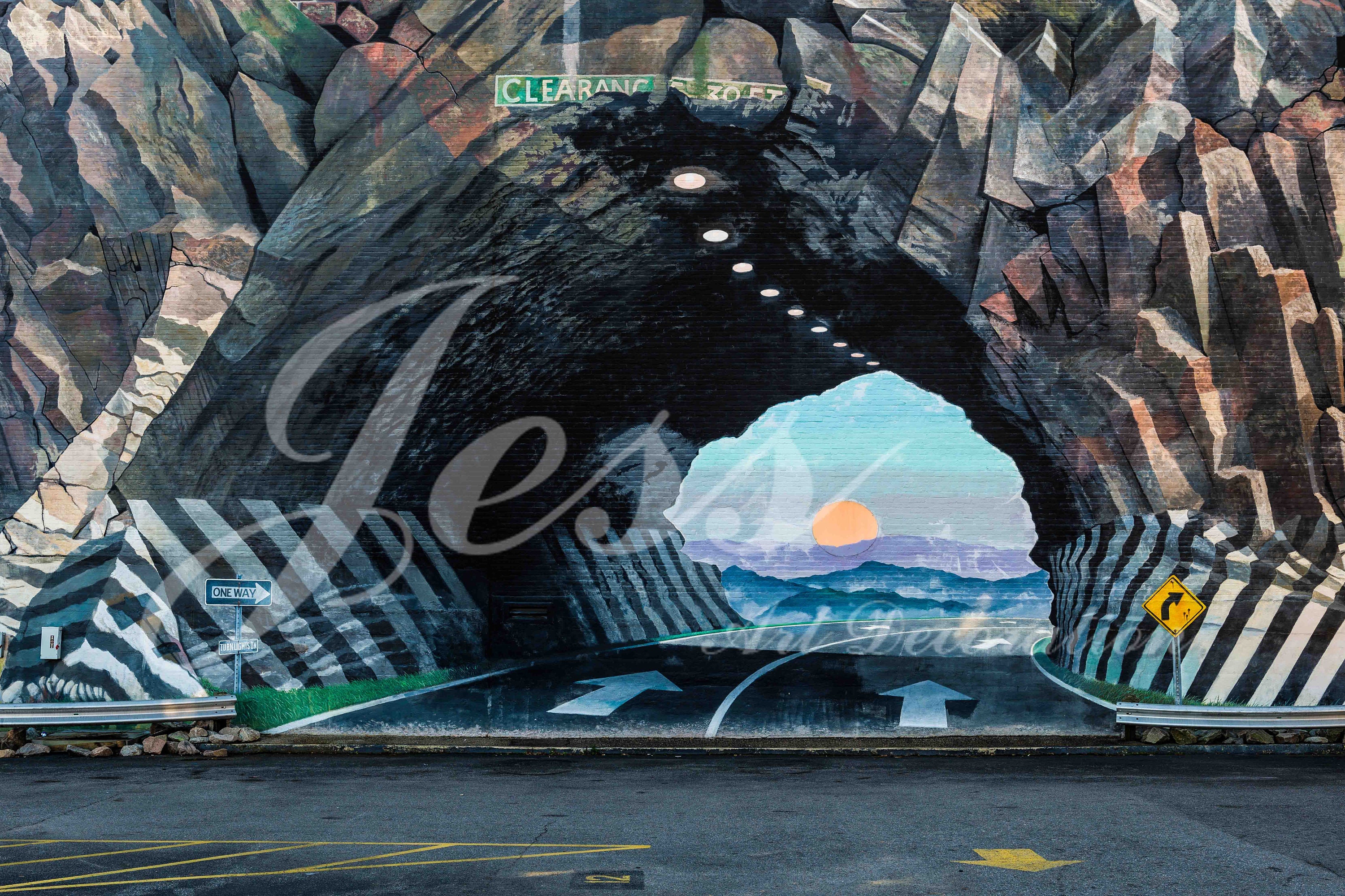 3D Tunnels Wallpaper Rock Wall Mural Road Wall Decor Sunset - Etsy