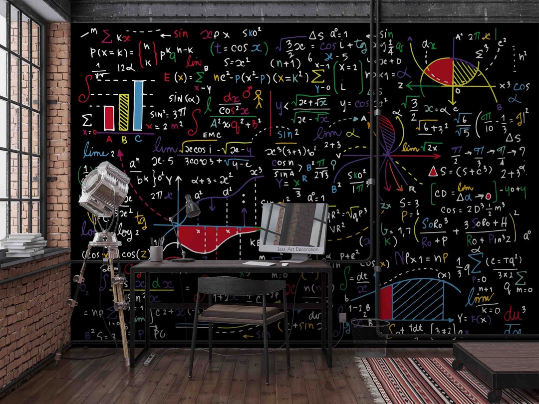 Mathematics Blackboard Wallpaper, Nursery Decor, Peel and Stick Wall ...