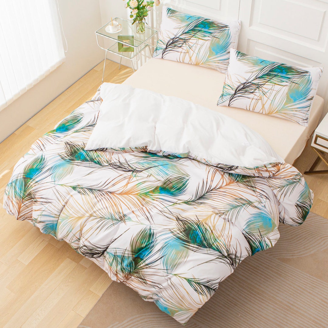 3D Feather Duvet Covers Set, Pattern Quilt Cover, Artistic Bedding Set ...