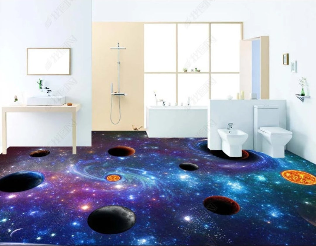 3D Planet Outer Space Galaxy, Vinyl Floor Mural, Self-adhesive Vinyl ...