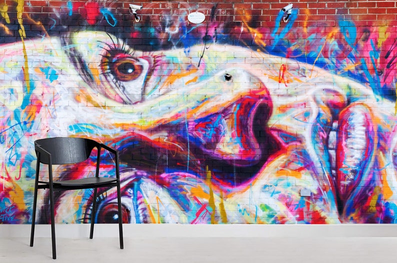 3D Graffiti Woman Face Wallpaper Mural, Removable Peel and Stick - Etsy