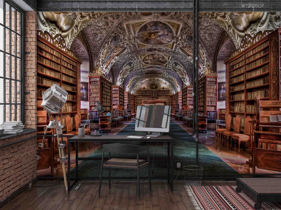 Prague Monastery Library Wallpaper Mural, Peel and Stick Wall Decor - Etsy
