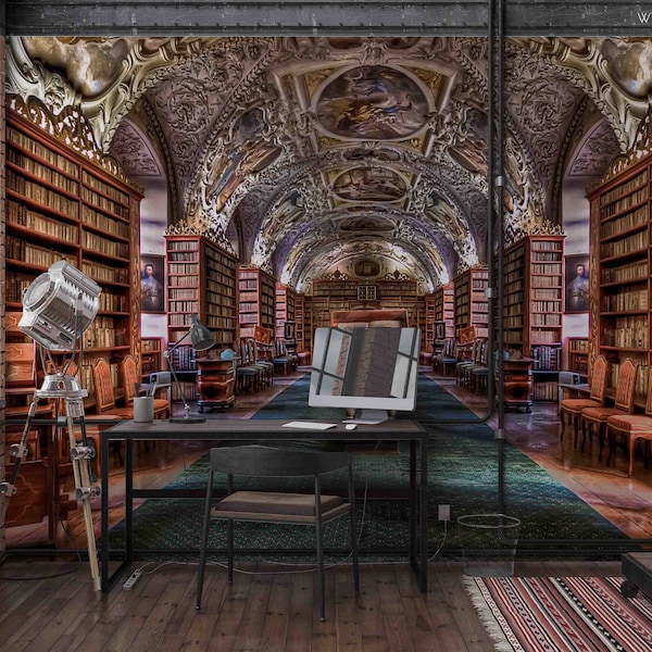 3d Library Wallpaper Mural - Etsy