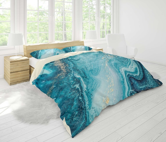 3D Marbled Duvet Covers Set Blue Quilt Cover Swirl Bedding - Etsy Australia