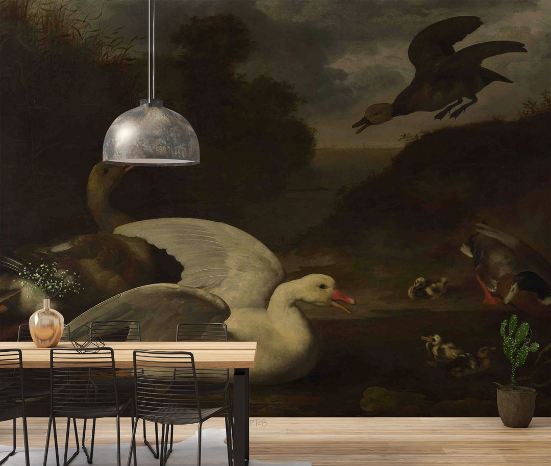 3D Swan Lake Wallpaper Mural, Peel and Stick Removable Wall Decal - Etsy