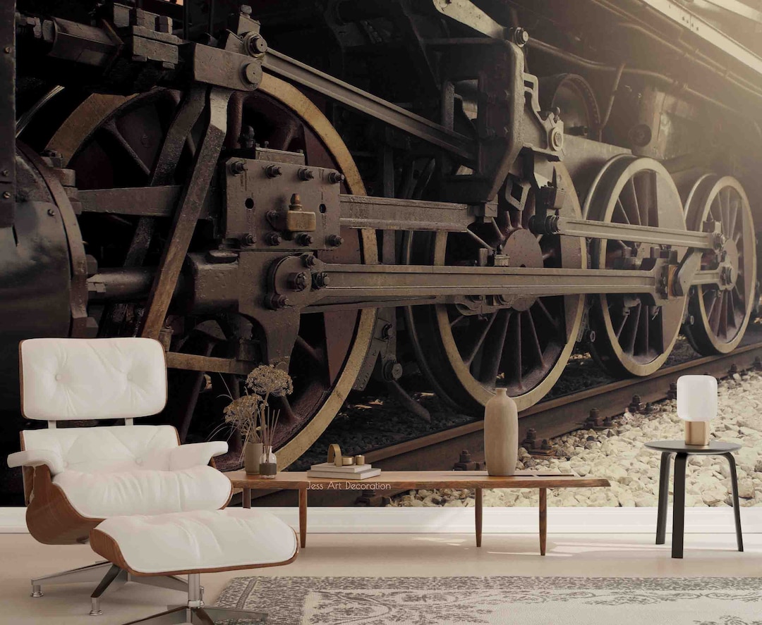 3D Train Wheel Wallpaper, Retro Railroad Mural, Peel and Stick - Etsy