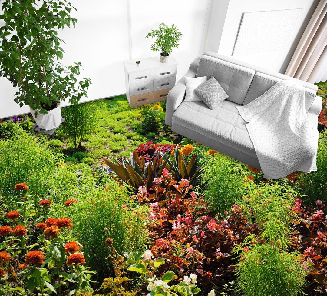 3D Floral Grass Garden, Vinyl Floor Mural, Self-adhesive Vinyl, Floor ...