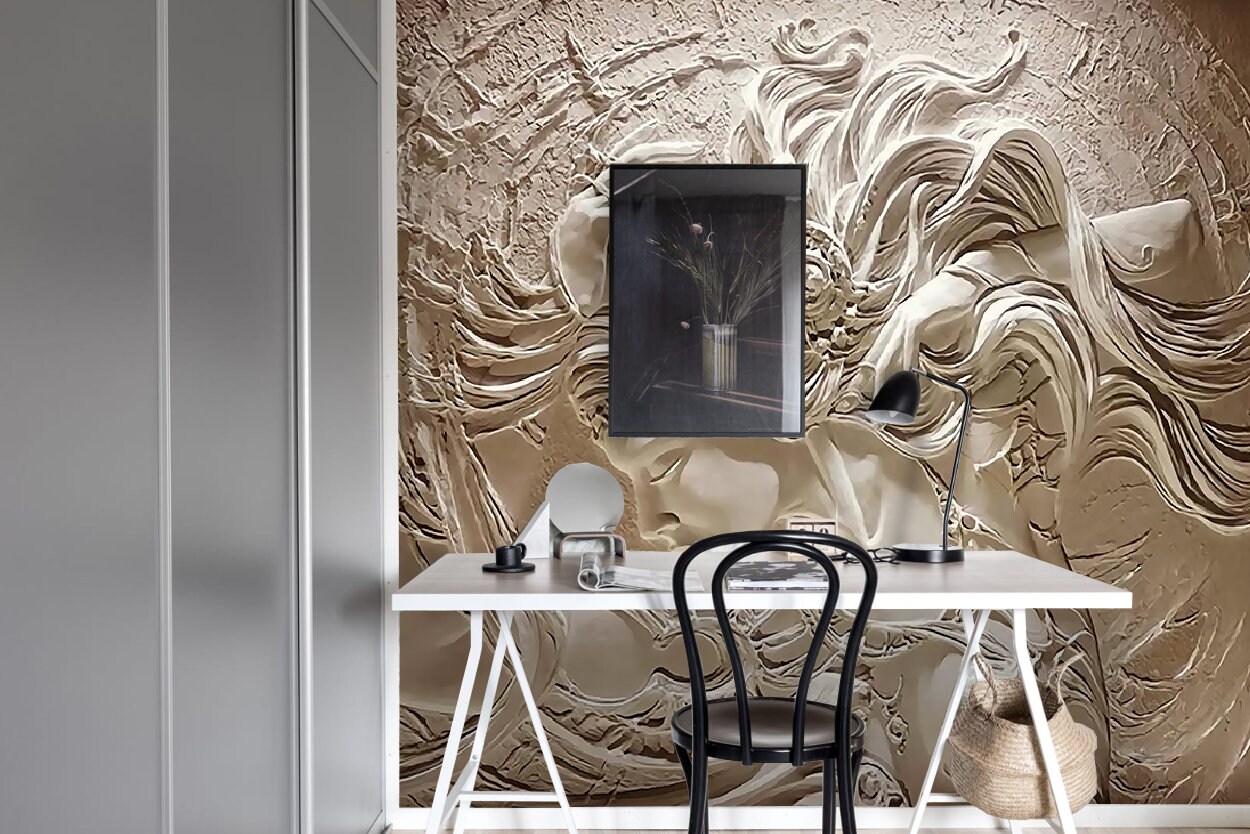 3D Embossed Wallpaper Woman Wall Mural Elegant Wall Decor - Etsy Australia