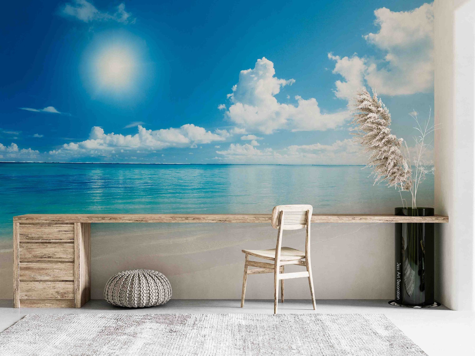 3D Sea Beach Sky Sunbeam Blue Landscape Wallpaper Removable Wallpaper ...