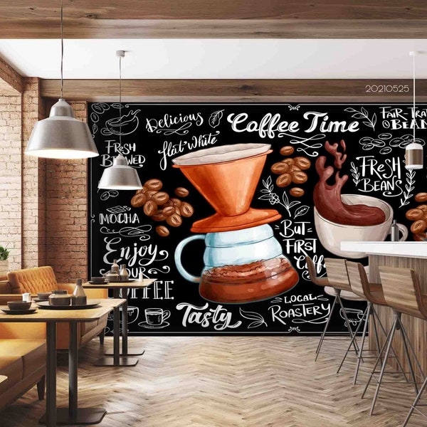 Coffee Kitchen Wallpaper - Etsy