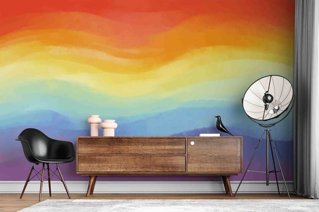 Rainbow Gradient Wallpaper Mural, Peel and Stick, Nursery Decor - Etsy