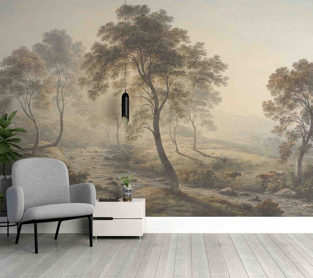 3D Landscape Wallpaper, Oil Painting Wall Mural, Lake Wall Decor ...
