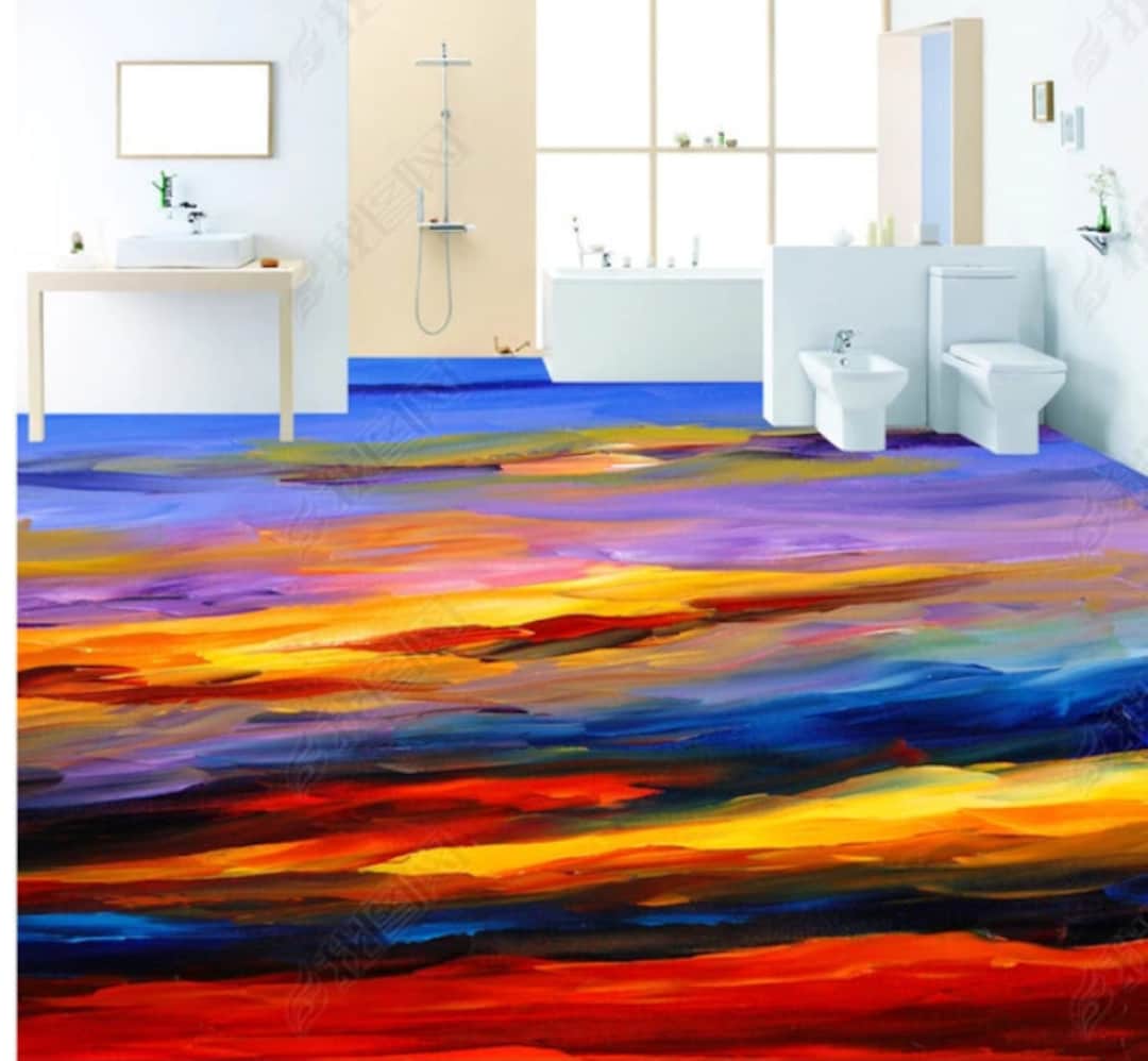 3D Colorful Abstract, Vinyl Floor Mural, Self-adhesive Vinyl ,floor Art ...