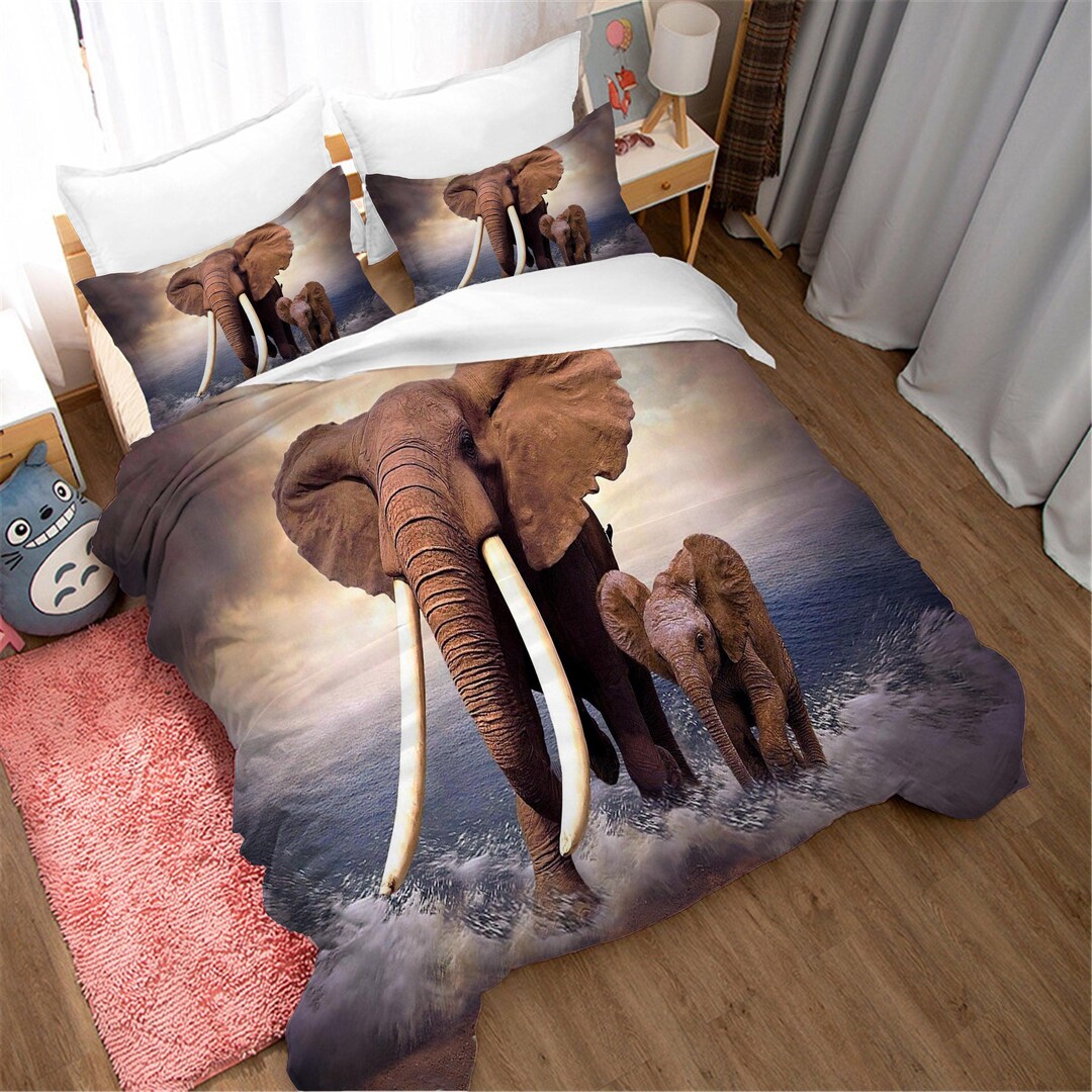 3D Elephant Bedding Set, Sea & Sky Duvet Cover - Etsy