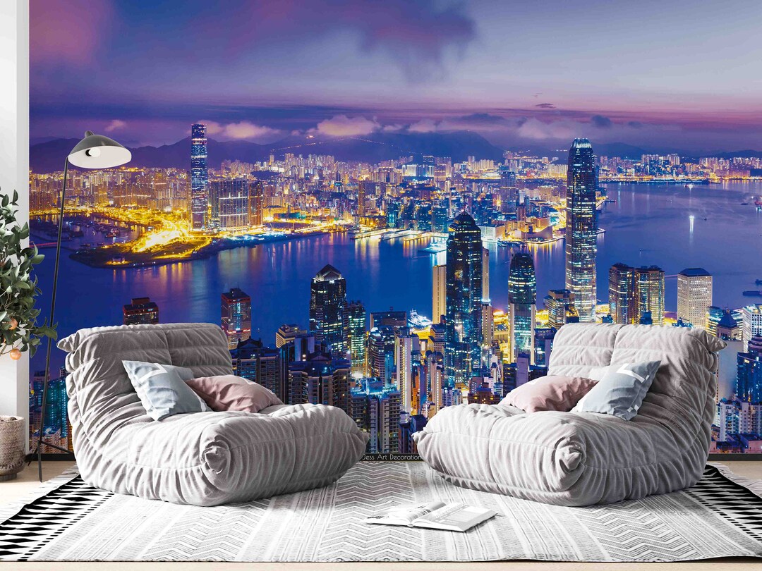 City Canal Night View Wallpaper, Removable Wall Mural - Etsy