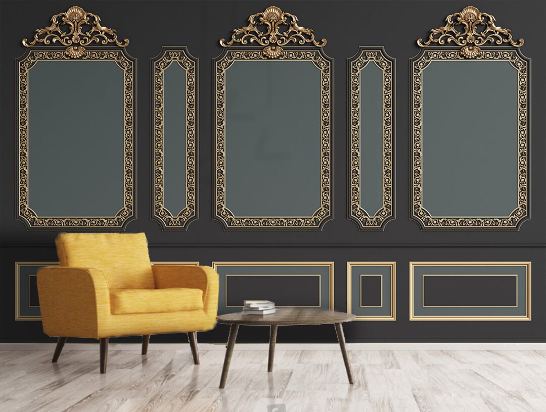 3D Embossed Cornice Wallpaper Mural, Black Wall Art, Peel and Stick - Etsy