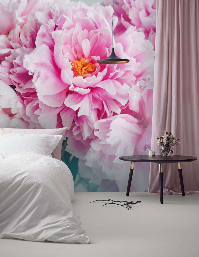 3D Pink Peony Wallpaper Mural, Peel and Stick, Removable - Etsy