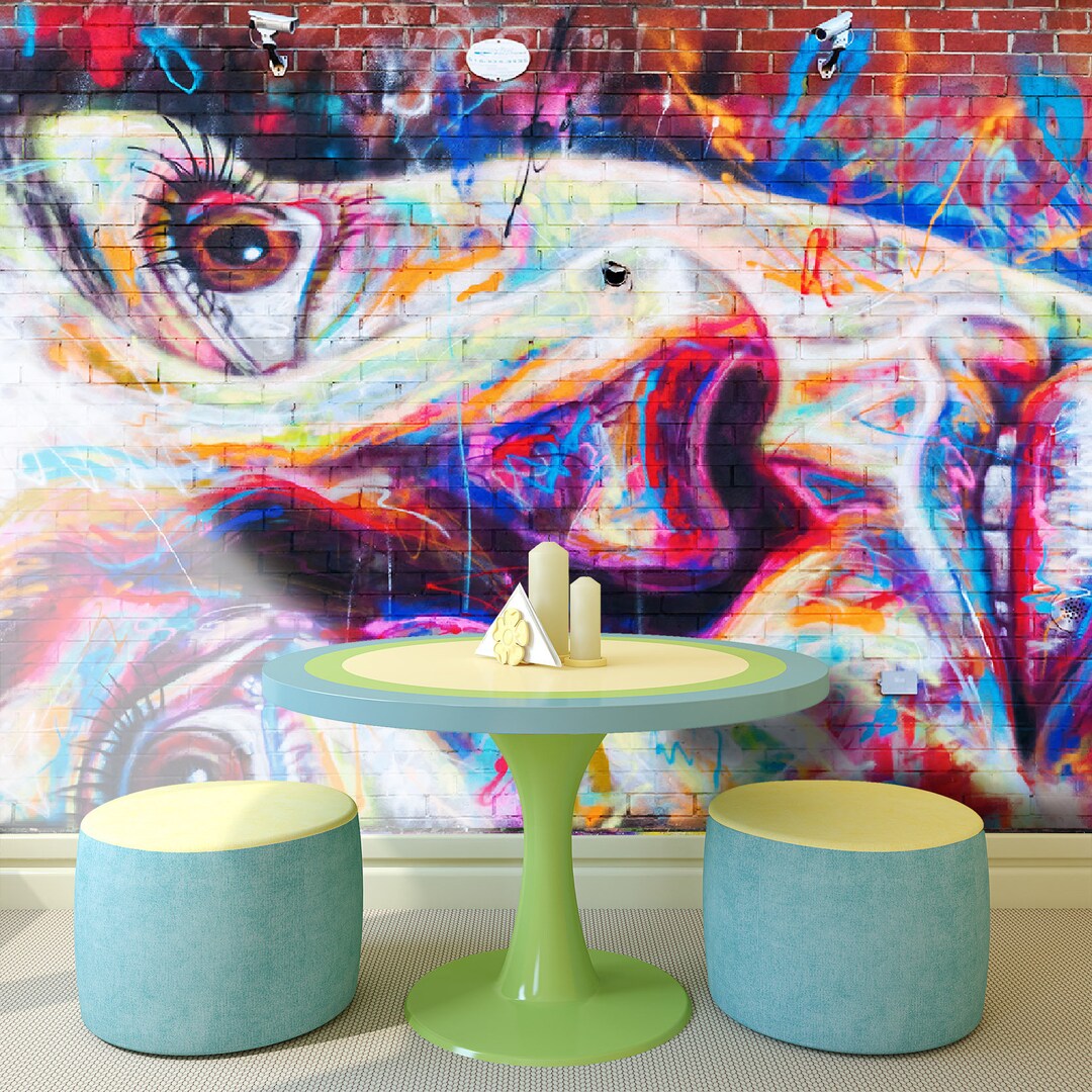 3D Graffiti Wallpaper, Face Wall Mural, Street Art Wall Decor, Abstract ...