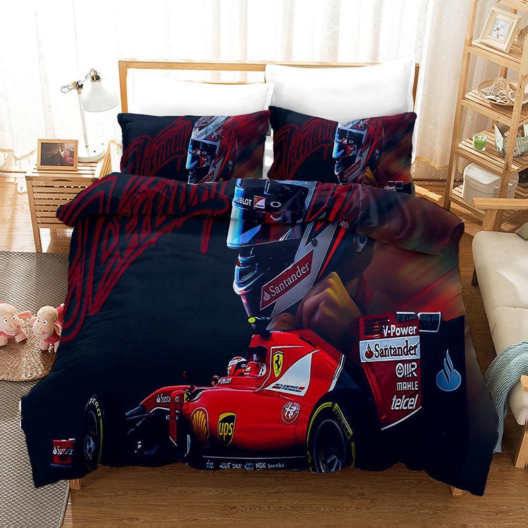 3D Car Duvet Covers Set, Player Quilt Cover, Racing Bedding Set, Red ...