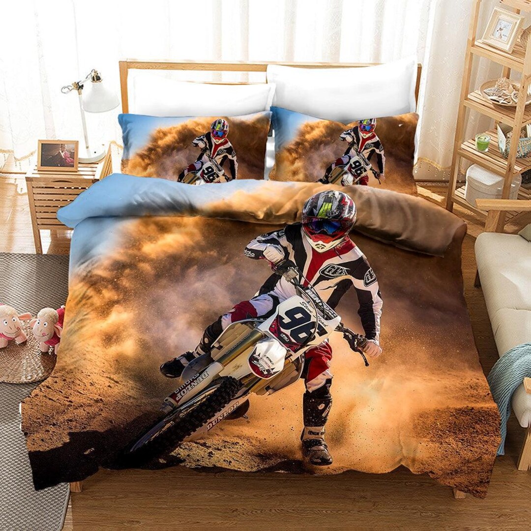 3D Motorcycle Duvet Covers Set, Player Quilt Cover, Track Bedding Set ...
