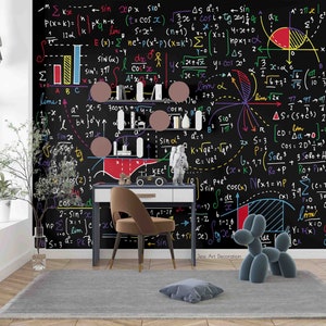 3D Math Wallpaper, Formulas Wall Mural, Graphics Wall Decor, Blackboard ...