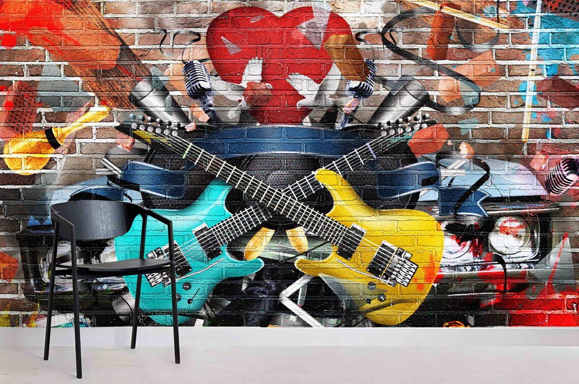 3D Graffiti Wallpaper Musical Wall Mural Colorful Wall - Etsy Australia