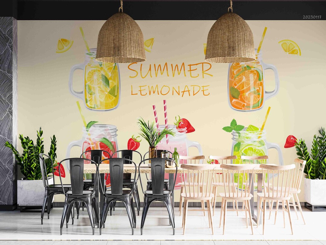Hand Drawn Juice Shop Wall Mural – Peel and Stick Wallpaper - Etsy