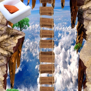 3D Boardwalk Clouds Marble, Vinyl Floor Mural, Self-adhesive Vinyl ...