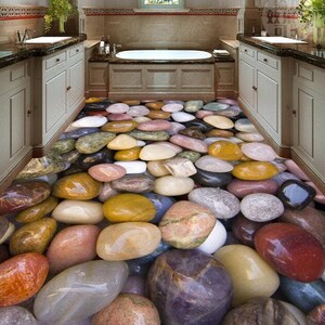 3D Pebbles Pattern, Vinyl Floor Mural, Self-adhesive Vinyl, Floor Art ...
