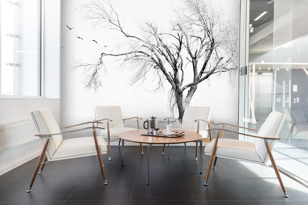 3D Dead Tree Wallpaper Mural, Flying Birds, Peel and Stick - Etsy