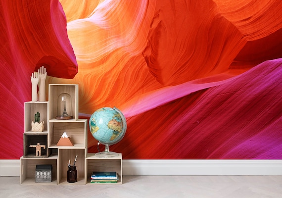 3D Realistic Wallpaper Art Wall Mural Red-toneswall Decor - Etsy