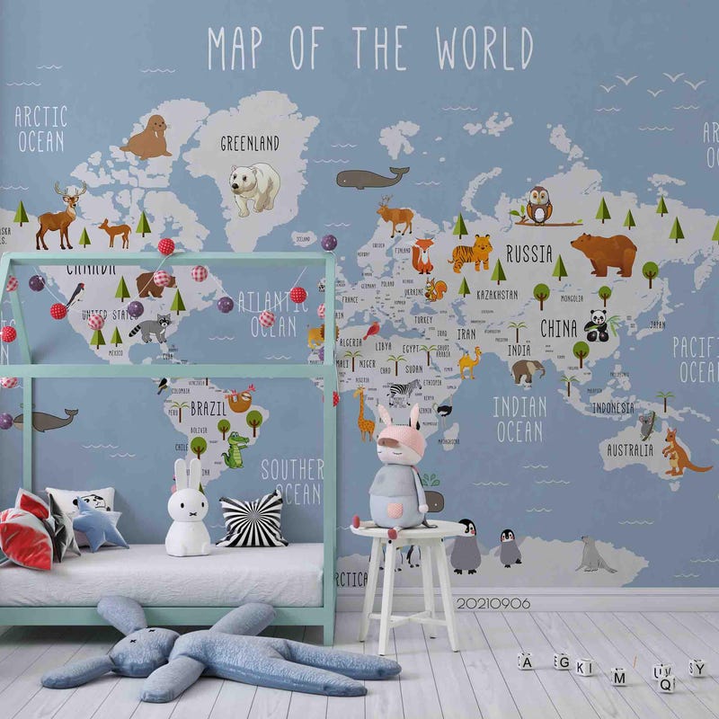 Cartoon Map Mural - Etsy